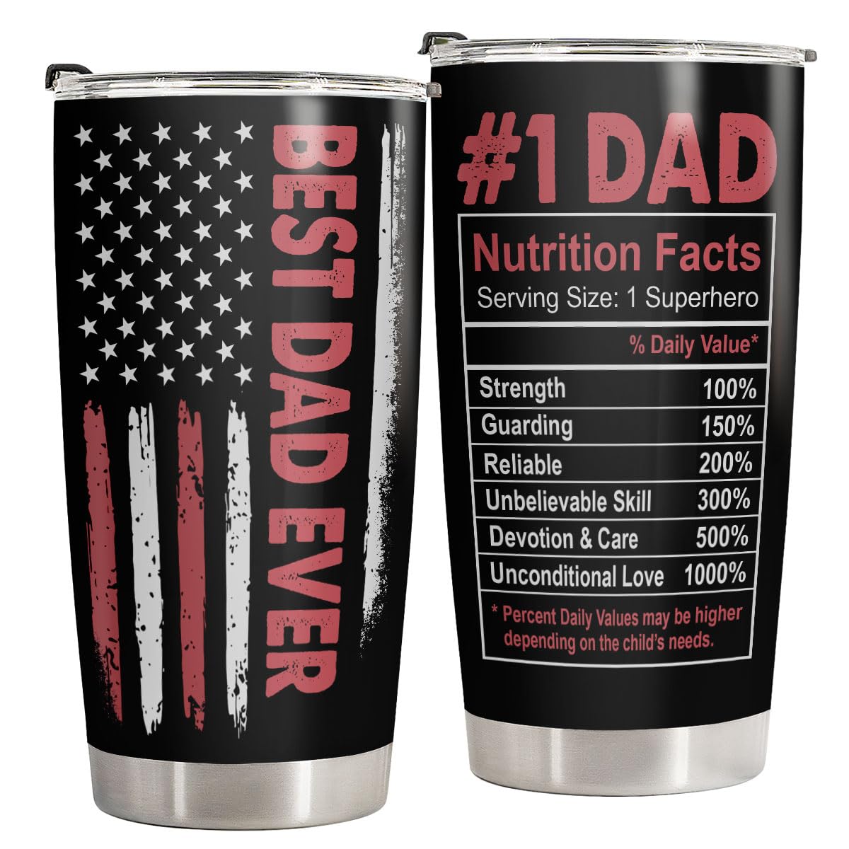 34HD Dad Travel Mug, Stainless Steel, 20 fl oz, Double Wall, Leak Proof, BPA Free