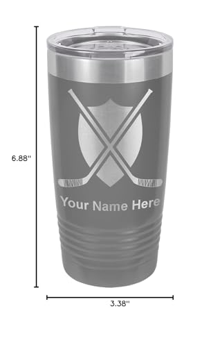 LaserGram 20oz Vacuum Insulated Tumbler Mug, Hockey Sticks, Personalized Engraving Included (Gray)