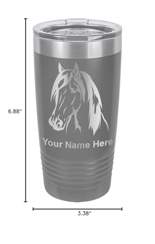 LaserGram 20oz Vacuum Insulated Tumbler Mug, Horse Head 1, Personalized Engraving Included (Gray)