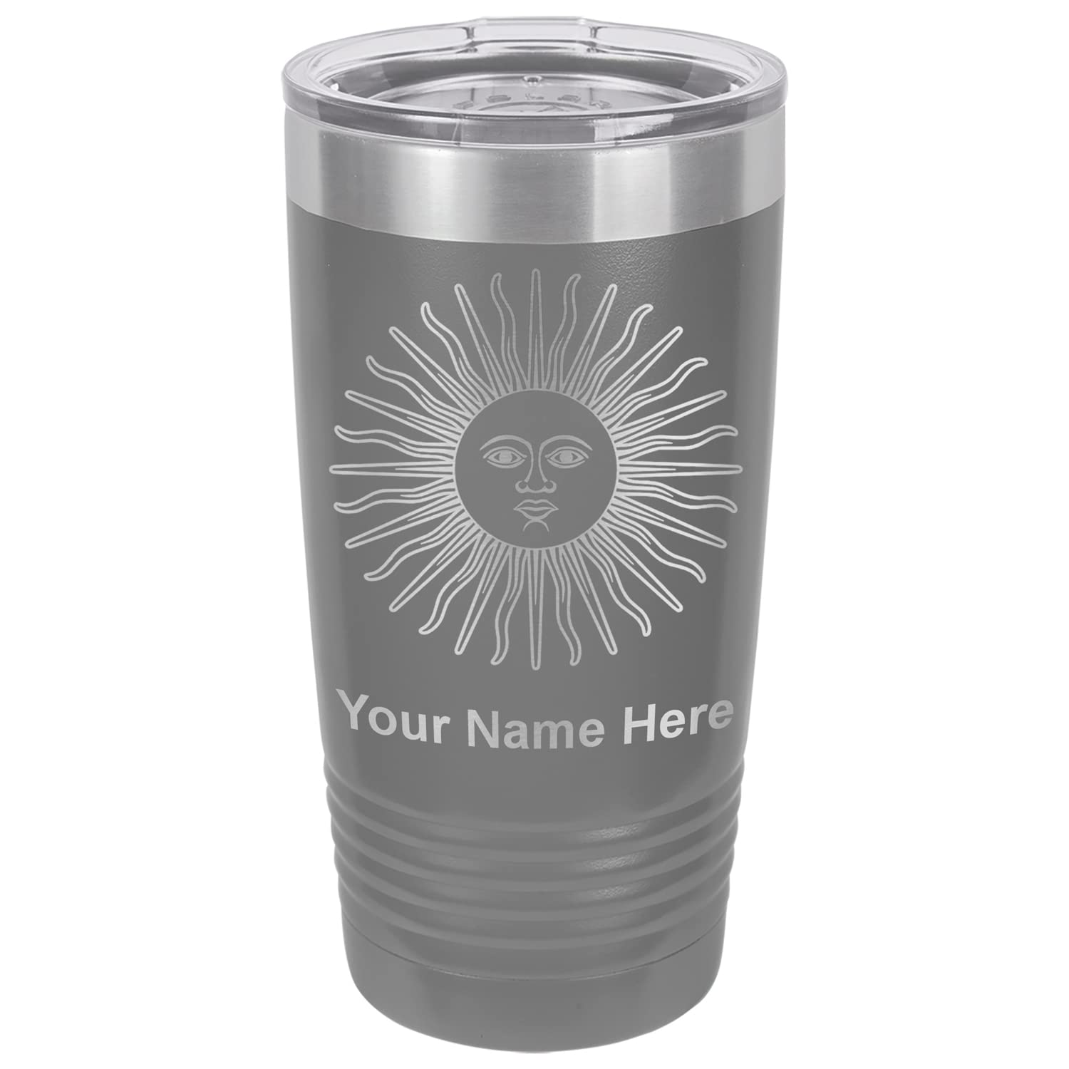 LaserGram 20oz Vacuum Insulated Tumbler Mug, Flag of Argentina, Personalized Engraving Included (Gray)