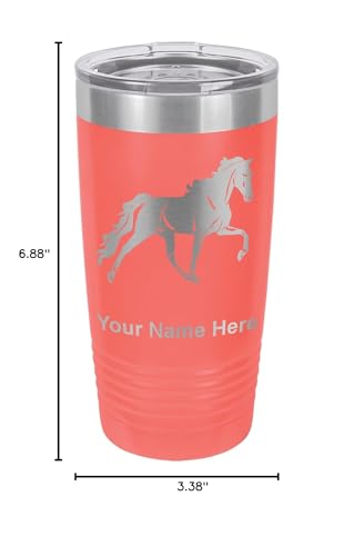 LaserGram 20oz Vacuum Insulated Tumbler Mug, Horse, Personalized Engraving Included (Coral)