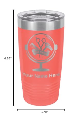 LaserGram 20oz Vacuum Insulated Tumbler Mug, Hair Stylist, Personalized Engraving Included (Coral)