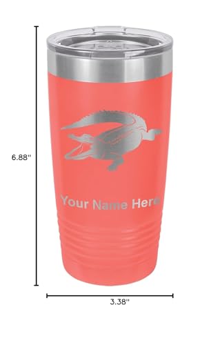 LaserGram 20oz Vacuum Insulated Tumbler Mug, Alligator, Personalized Engraving Included (Coral)