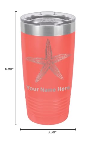 LaserGram 20oz Vacuum Insulated Tumbler Mug, Starfish, Personalized Engraving Included (Coral)