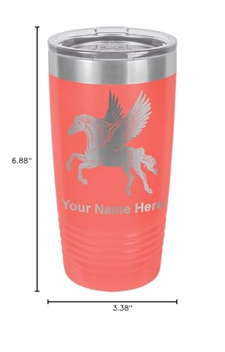 LaserGram 20oz Vacuum Insulated Tumbler Mug, Pegasus, Personalized Engraving Included (Coral)