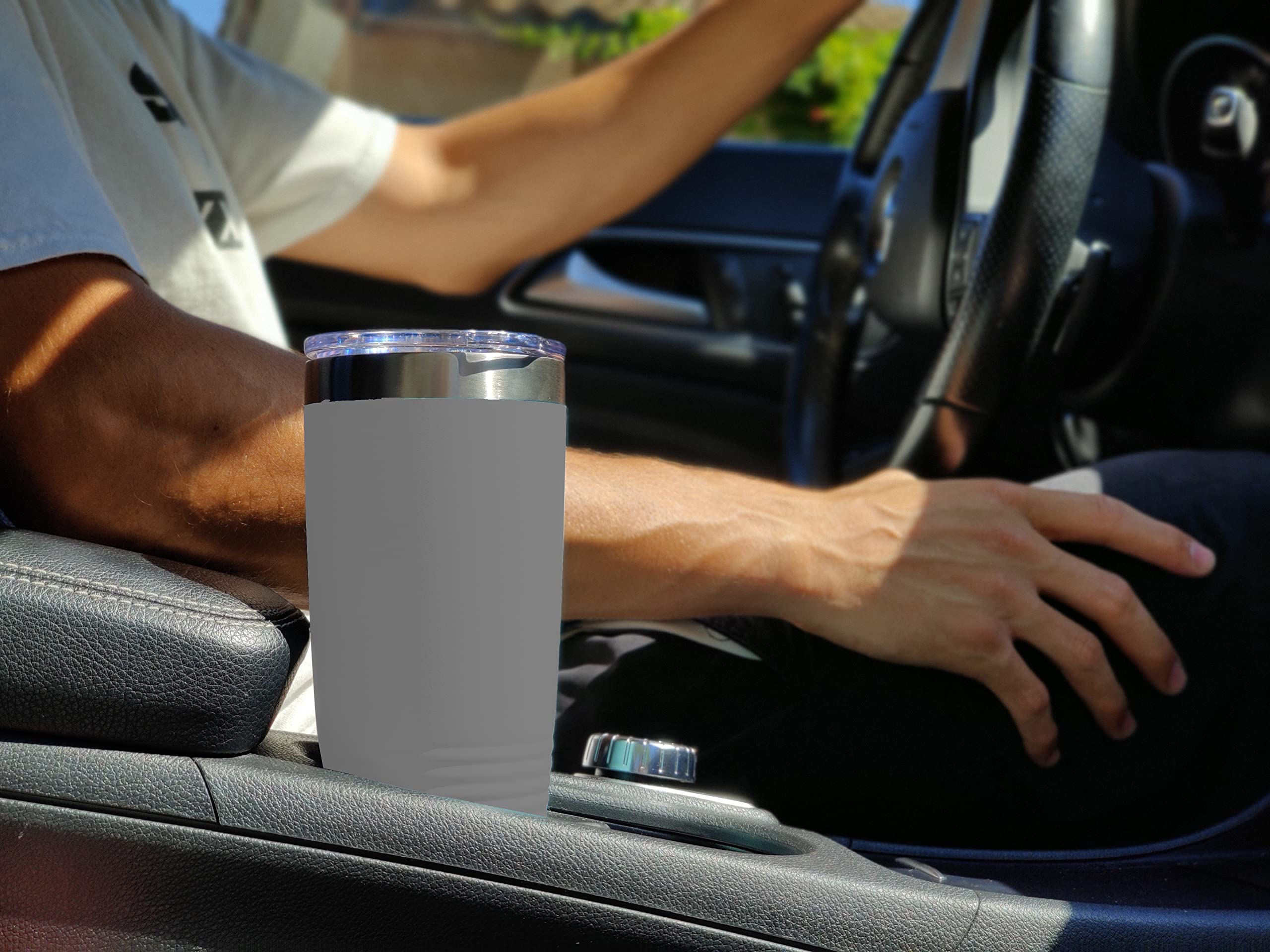 LaserGram 20oz Vacuum Insulated Tumbler Mug, High Wing Airplane, Personalized Engraving Included (Gray)