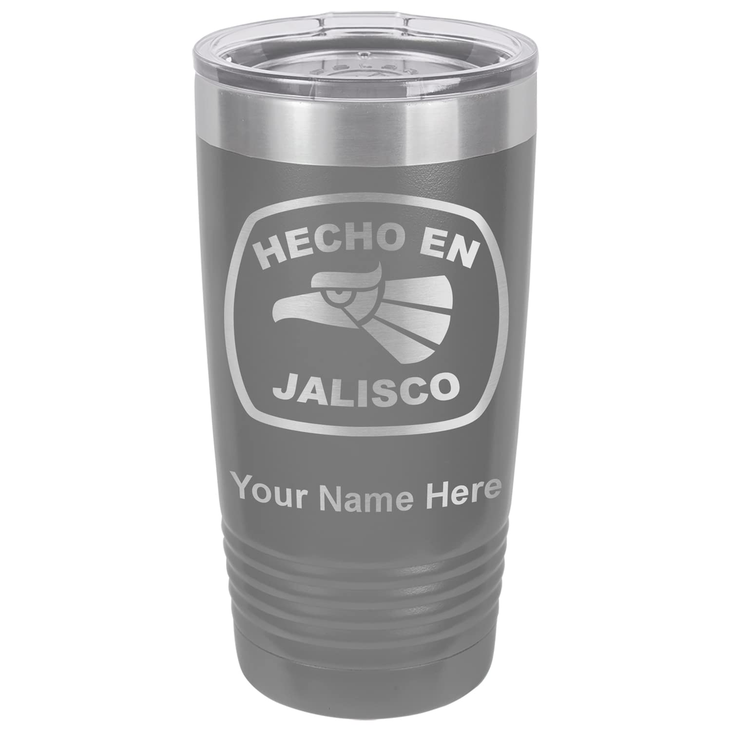 LaserGram 20oz Vacuum Insulated Tumbler Mug, Hecho en Jalisco, Personalized Engraving Included (Gray)