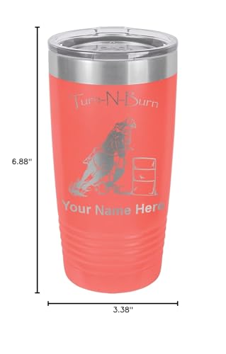 LaserGram 20oz Vacuum Insulated Tumbler Mug, Barrel Racer Turn N Burn, Personalized Engraving Included (Coral)
