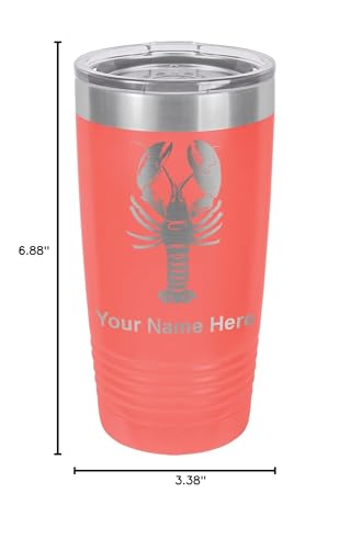 LaserGram 20oz Vacuum Insulated Tumbler Mug, Lobster, Personalized Engraving Included (Coral)