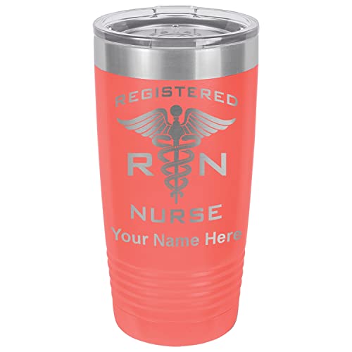 LaserGram 20oz Vacuum Insulated Tumbler Mug, RN Registered Nurse, Personalized Engraving Included (Coral)