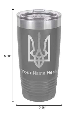 LaserGram 20oz Vacuum Insulated Tumbler Mug, Flag of Ukraine, Personalized Engraving Included (Gray)