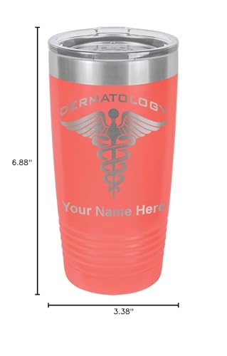 LaserGram 20oz Vacuum Insulated Tumbler Mug, Dermatology, Personalized Engraving Included (Coral)