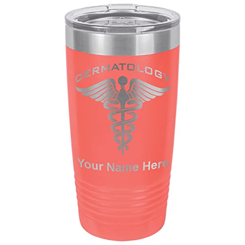 LaserGram 20oz Vacuum Insulated Tumbler Mug, Dermatology, Personalized Engraving Included (Coral)