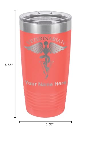 LaserGram 20oz Vacuum Insulated Tumbler Mug, Veterinarian, Personalized Engraving Included (Coral)