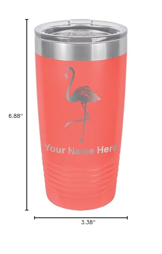 LaserGram 20oz Vacuum Insulated Tumbler Mug, Flamingo, Personalized Engraving Included (Coral)