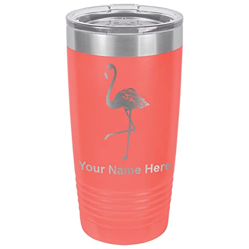 LaserGram 20oz Vacuum Insulated Tumbler Mug, Flamingo, Personalized Engraving Included (Coral)