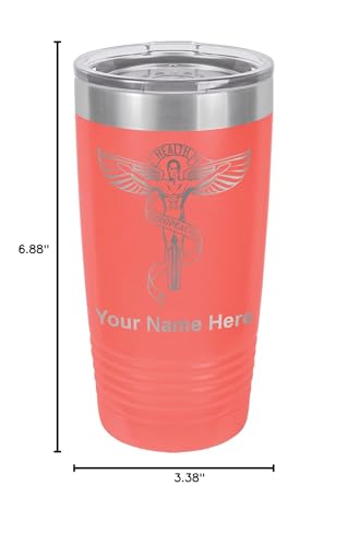 LaserGram 20oz Vacuum Insulated Tumbler Mug, Chiropractic Symbol, Personalized Engraving Included (Coral)