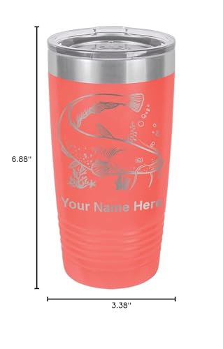 LaserGram 20oz Vacuum Insulated Tumbler Mug, Catfish, Personalized Engraving Included (Coral)