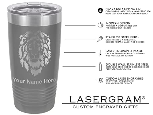 LaserGram 20oz Vacuum Insulated Tumbler Mug, Swallowtail Butterfly, Personalized Engraving Included (Gray)