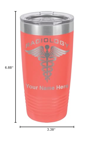 LaserGram 20oz Vacuum Insulated Tumbler Mug, Radiology, Personalized Engraving Included (Coral)