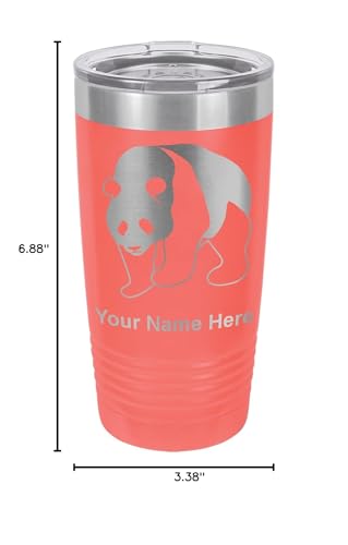 LaserGram 20oz Vacuum Insulated Tumbler Mug, Panda Bear, Personalized Engraving Included (Coral)