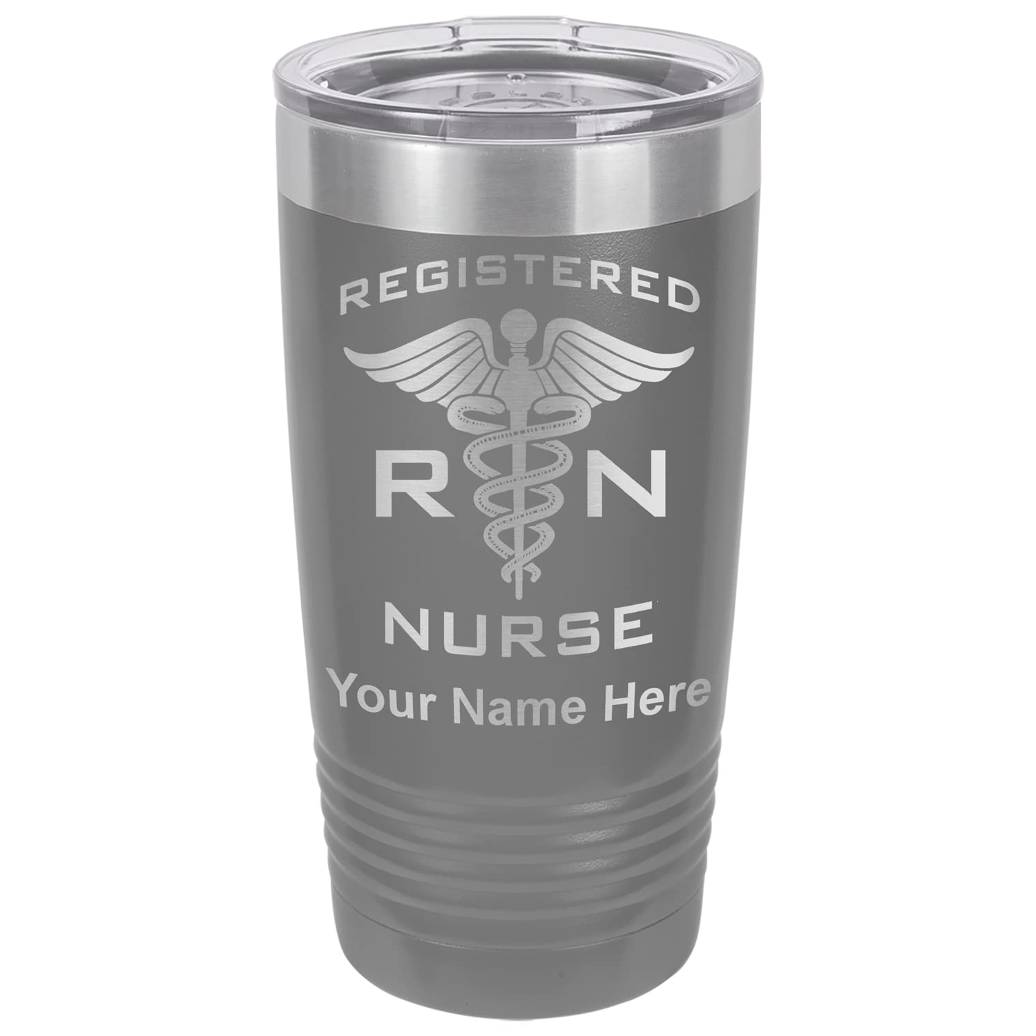 LaserGram 20oz Vacuum Insulated Tumbler Mug, RN Registered Nurse, Personalized Engraving Included (Gray)