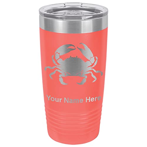LaserGram 20oz Vacuum Insulated Tumbler Mug, Crab, Personalized Engraving Included (Coral)