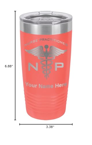 LaserGram 20oz Vacuum Insulated Tumbler Mug, NP Nurse Practitioner, Personalized Engraving Included (Coral)