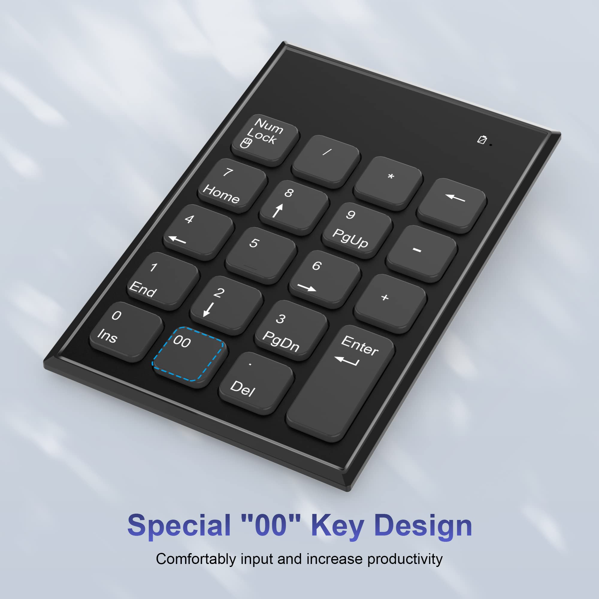 Wireless Number Pad and Mouse Combo,2.4G 19 Keys USB Wireless Numeric Keypad,3 Adjustable Silent Mouse Speeds DPI 800/1200/1600,Set for Laptop,Notebook,Desktop,PC Computer-Use One USB Receiver