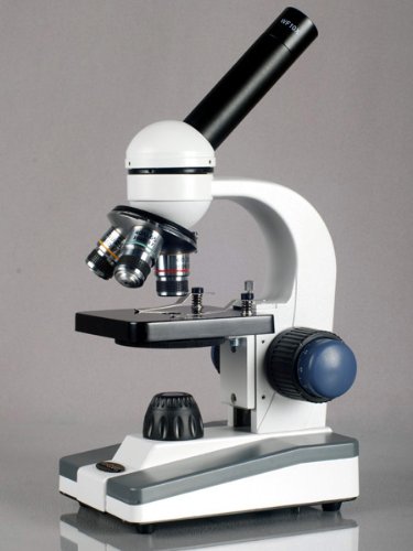 AmScope M150C-E Digital Compound Monocular Microscope, WF10x and WF25x Eyepieces, 40x-1000x Magnification, LED Illumination, Brightfield, Single-Lens Condenser, Coaxial Coarse and Fine Focus, Plain Stage, 110V, Includes 0.3MP Camera and Software