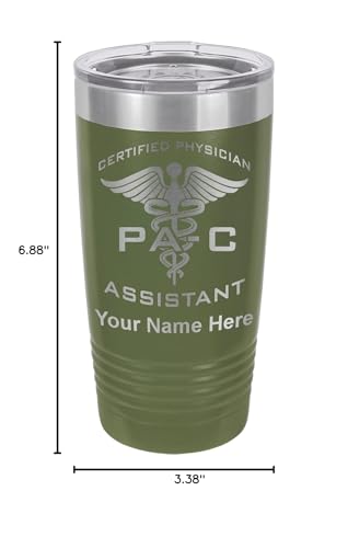 LaserGram 20oz Vacuum Insulated Tumbler Mug, PA-C Certified Physician Assistant, Personalized Engraving Included (Camo Green)