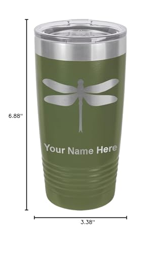 LaserGram 20oz Vacuum Insulated Tumbler Mug, Dragonfly, Personalized Engraving Included (Camo Green)