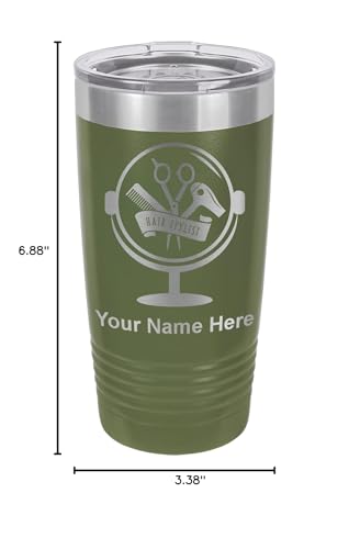 LaserGram 20oz Vacuum Insulated Tumbler Mug, Hair Stylist, Personalized Engraving Included (Camo Green)