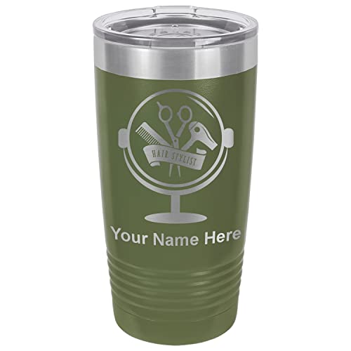 LaserGram 20oz Vacuum Insulated Tumbler Mug, Hair Stylist, Personalized Engraving Included (Camo Green)