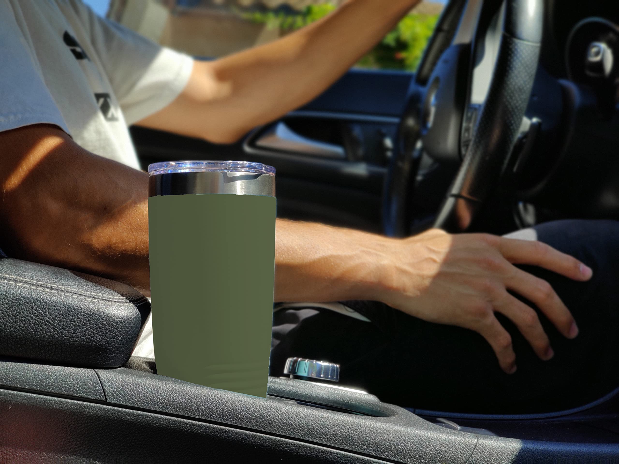 LaserGram 20oz Vacuum Insulated Tumbler Mug, Praying Mantis, Personalized Engraving Included (Camo Green)