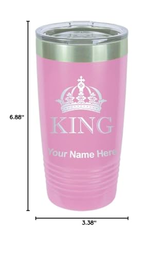 LaserGram 20oz Vacuum Insulated Tumbler Mug, King Crown, Personalized Engraving Included (Light Purple)