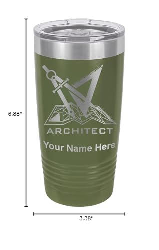 LaserGram 20oz Vacuum Insulated Tumbler Mug, Architect Symbol, Personalized Engraving Included (Camo Green)