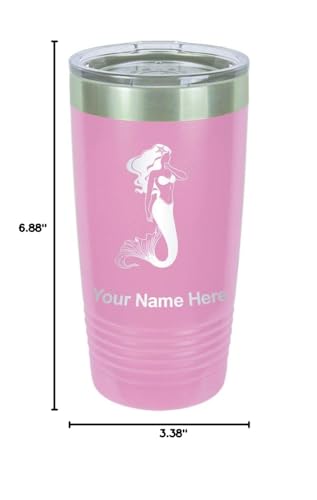 LaserGram 20oz Vacuum Insulated Tumbler Mug, Mermaid, Personalized Engraving Included (Light Purple)