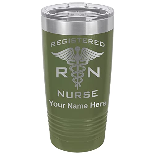 LaserGram 20oz Vacuum Insulated Tumbler Mug, RN Registered Nurse, Personalized Engraving Included (Camo Green)