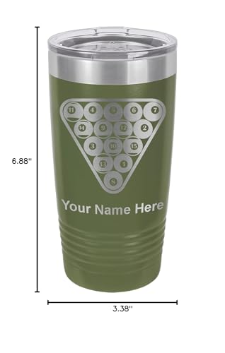 LaserGram 20oz Vacuum Insulated Tumbler Mug, Billiard Balls, Personalized Engraving Included (Camo Green)