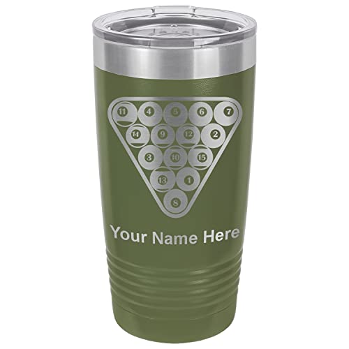 LaserGram 20oz Vacuum Insulated Tumbler Mug, Billiard Balls, Personalized Engraving Included (Camo Green)