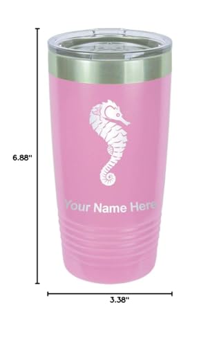 LaserGram 20oz Vacuum Insulated Tumbler Mug, Seahorse, Personalized Engraving Included (Light Purple)
