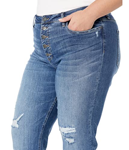 KUT from the Kloth Rachael High-Rise Fab Ab Mom Button Fly Reg Hem in Teaching - High-Rise fit, and Comfy Women's Jeans 8 28