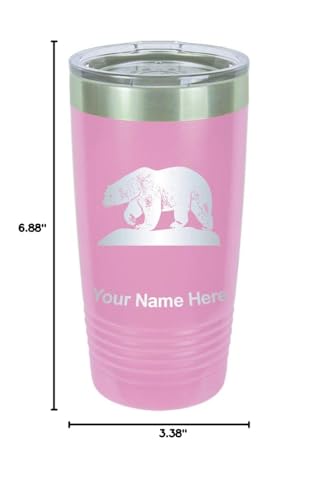 LaserGram 20oz Vacuum Insulated Tumbler Mug, Polar Bear, Personalized Engraving Included (Light Purple)