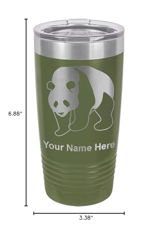 LaserGram 20oz Vacuum Insulated Tumbler Mug, Panda Bear, Personalized Engraving Included (Camo Green)