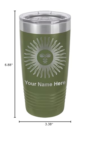 LaserGram 20oz Vacuum Insulated Tumbler Mug, Flag of Argentina, Personalized Engraving Included (Camo Green)