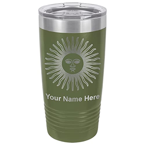 LaserGram 20oz Vacuum Insulated Tumbler Mug, Flag of Argentina, Personalized Engraving Included (Camo Green)