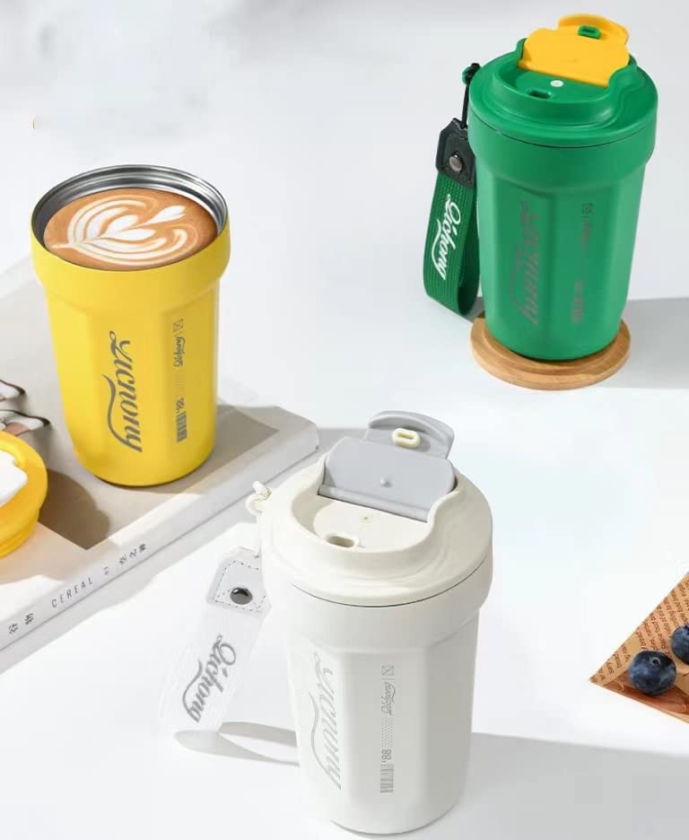 16 oz New 316 Stainless Steel Vacuum Insulated Tumbler - Coffee Travel Mug Spill Proof with Lid - Thermos Cup for Keep Hot/Ice Coffee,Tea and Beer (E)