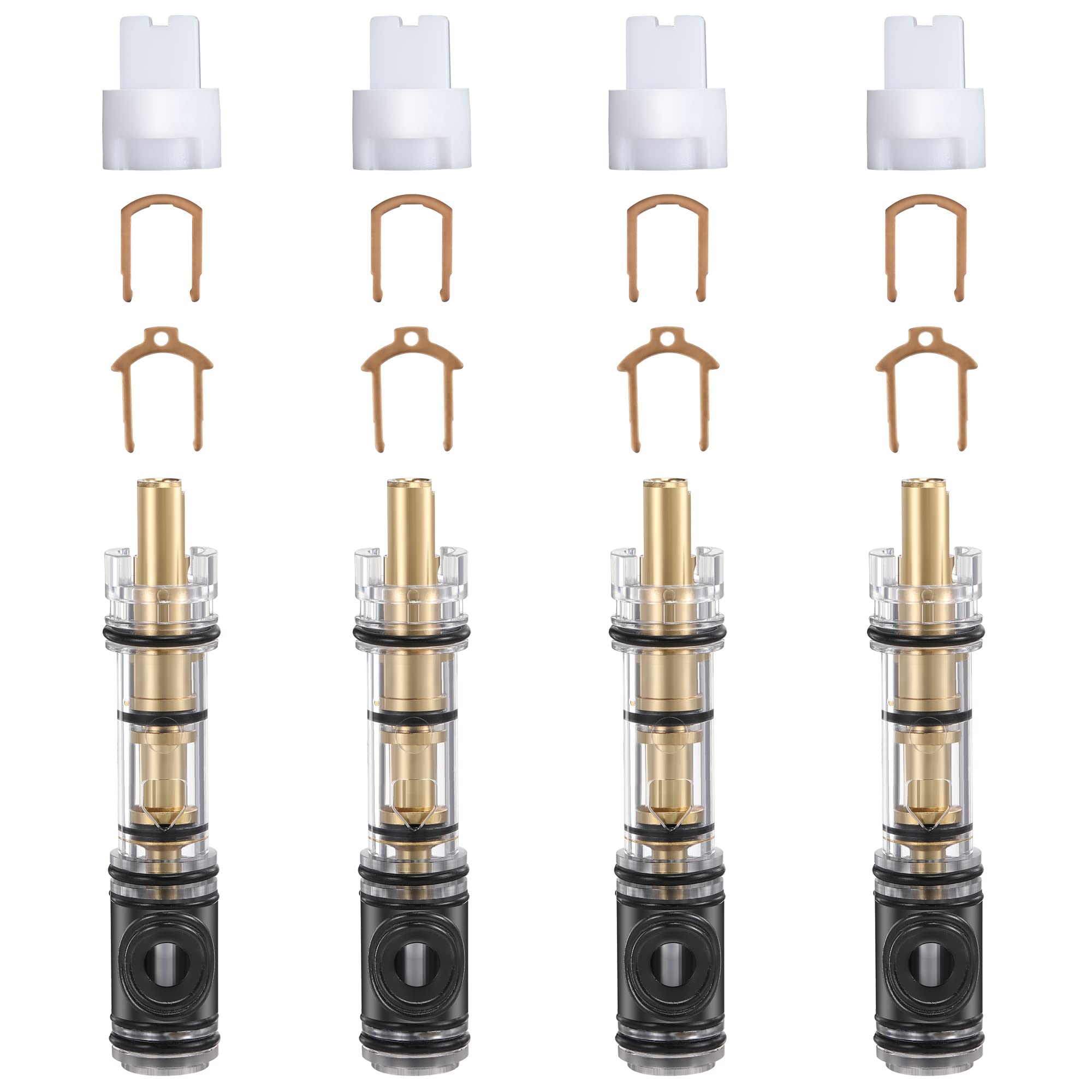 Enhon 4 Pack 4 Pack Dual Seal Cartridge Replacement Compatible with Moen 1225 1225B, One-Handle Kitchen and Bathroom Faucet Cartridge Fits Single Handle Faucet/Showers, Brass