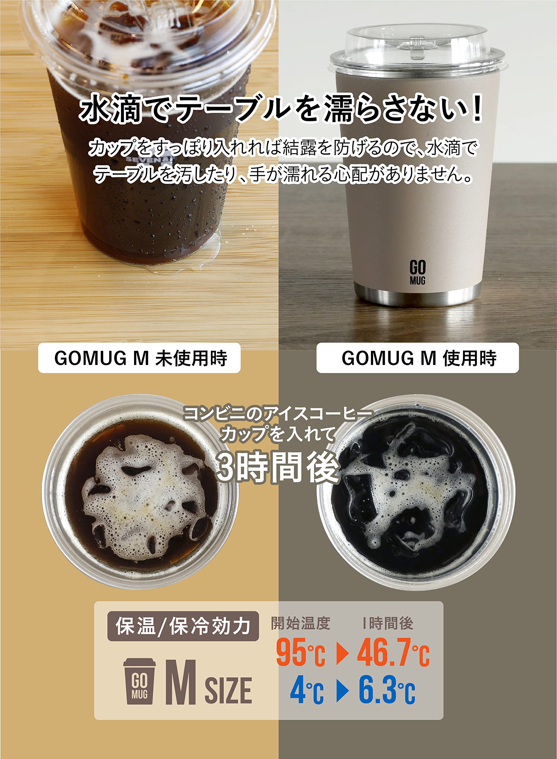 GEYILO CBJAPAN CAFE GOMUG Tumbler, Light Beige, 16.2 fl oz (460 ml), M Size, Stainless Steel, Vacuum Insulated, Double Layer Structure, Convenience Store, Coffee Cup